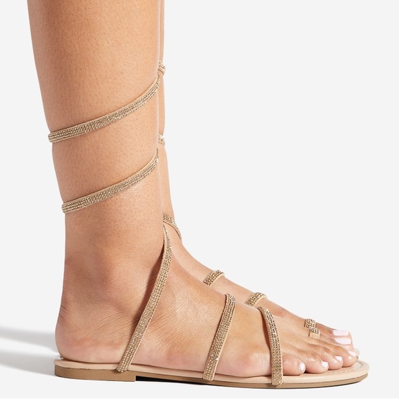 Shoe Dazzle | Shoes | Nib Gold Gladiator Wrap Around Sandals | Poshmark